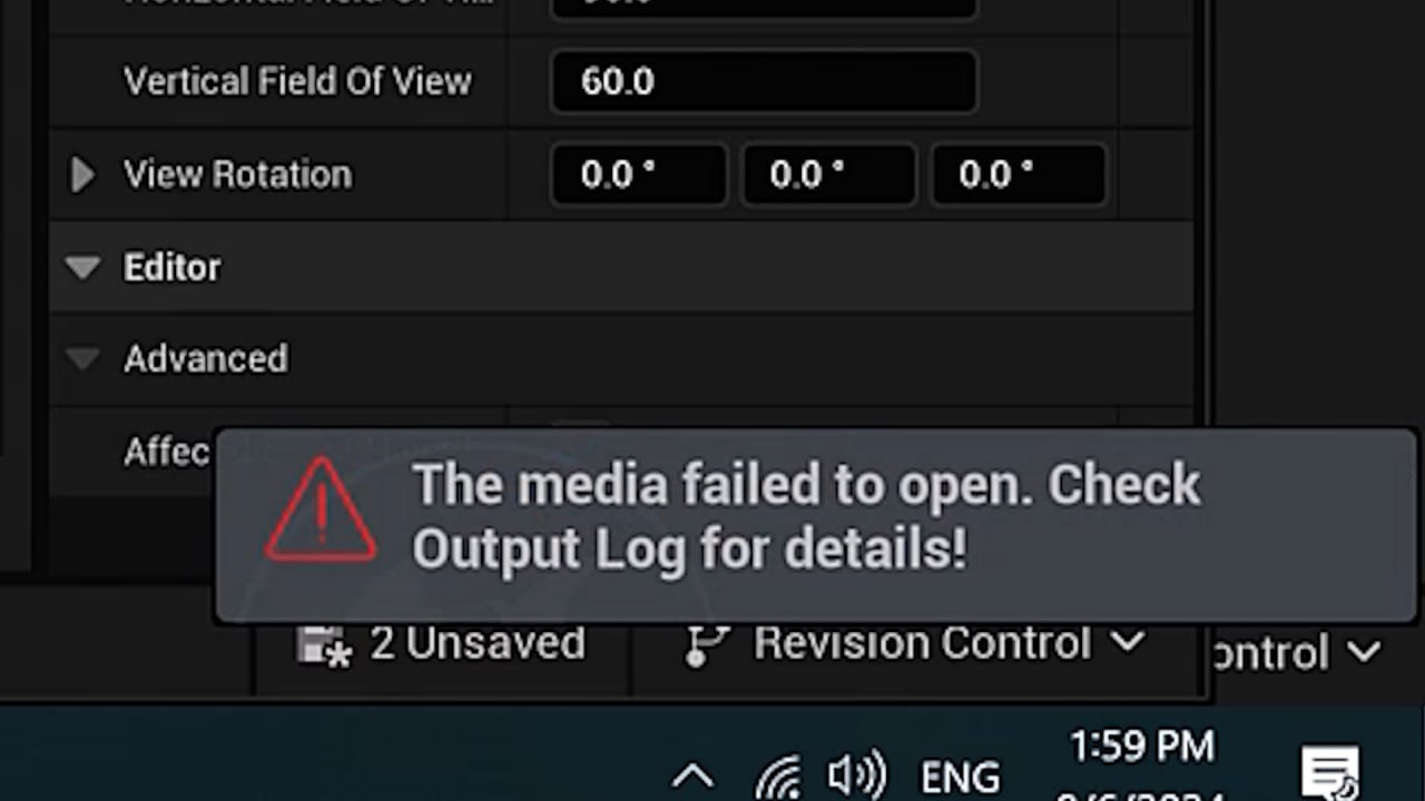 رفع مشکل media failed در آنریل انجین - آکادمی پیمان جاجرمی